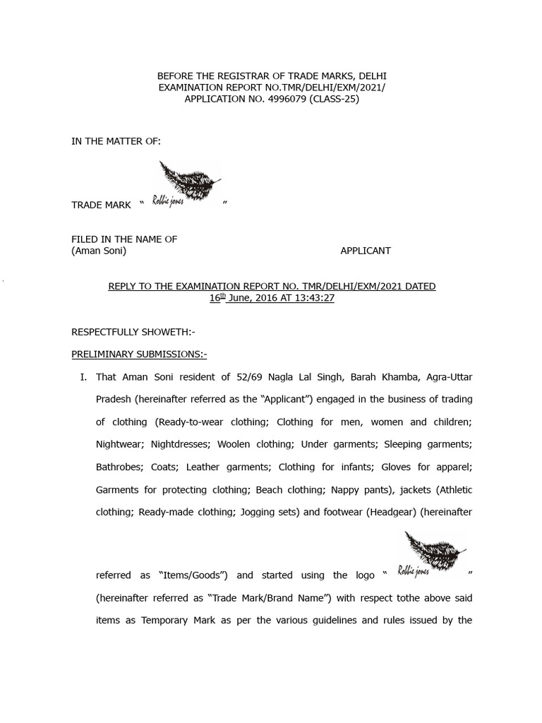 Counter Statement Plus Objection Reply | PDF | Trademark | Fashion