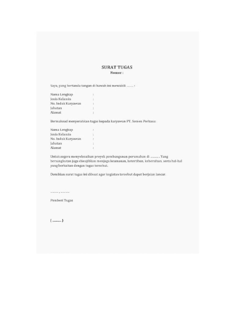 Contoh Surat Tugas | PDF