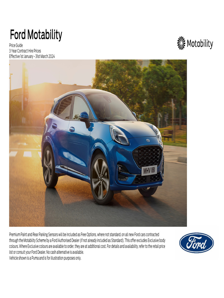 Ford Motability Pricing | PDF | Plug In Hybrid | Electric Vehicle