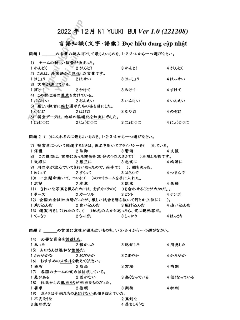 N1 T12-2022 (Dokkai) | PDF