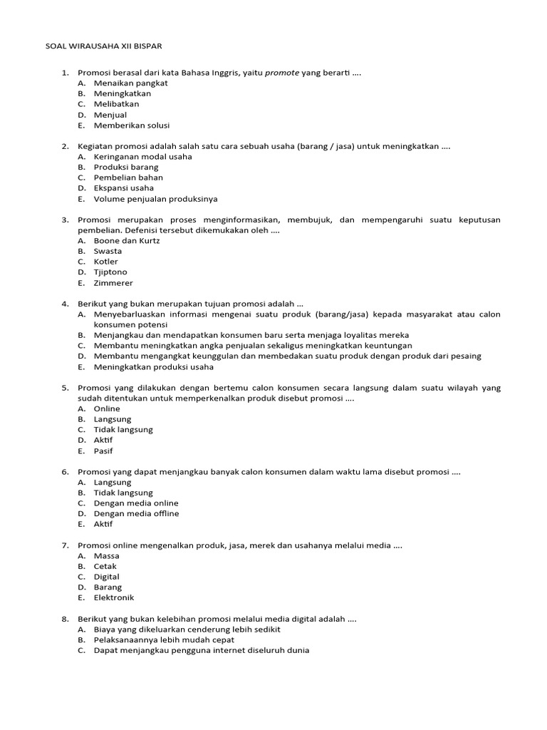 Soal Wira Uas Ii | PDF | Karier & Perkembangan | Bisnis