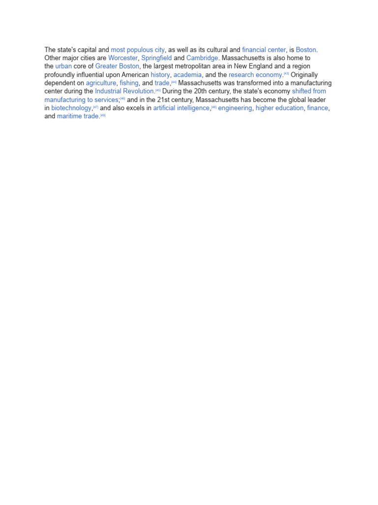 Overview of Massachusetts Economy and Cities | PDF