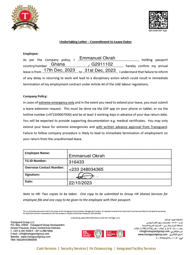 AL Undertaking Letter | PDF