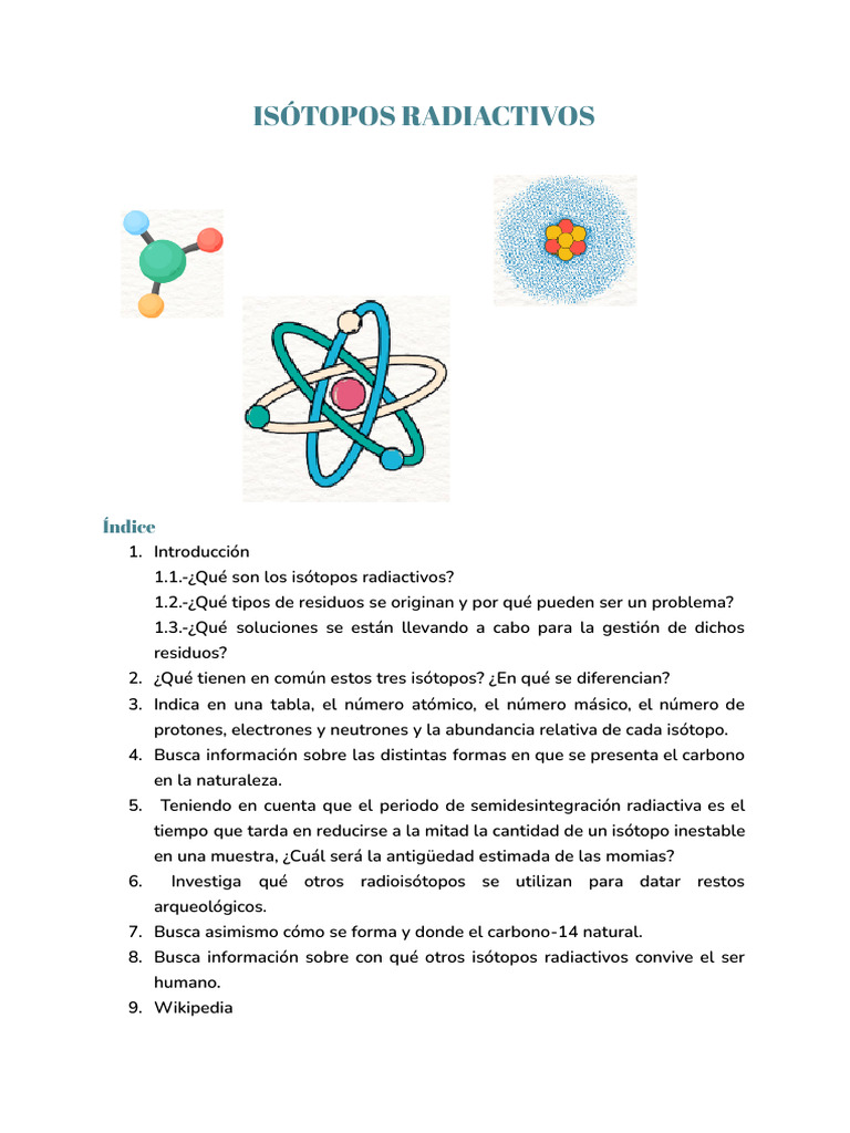 Trabajo de Investigación - Isótopos Radiactivos | PDF | Isótopo ...