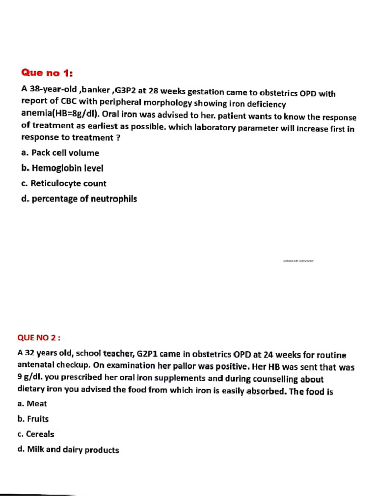 Gynae Test Mcqs Medical Disorders | PDF