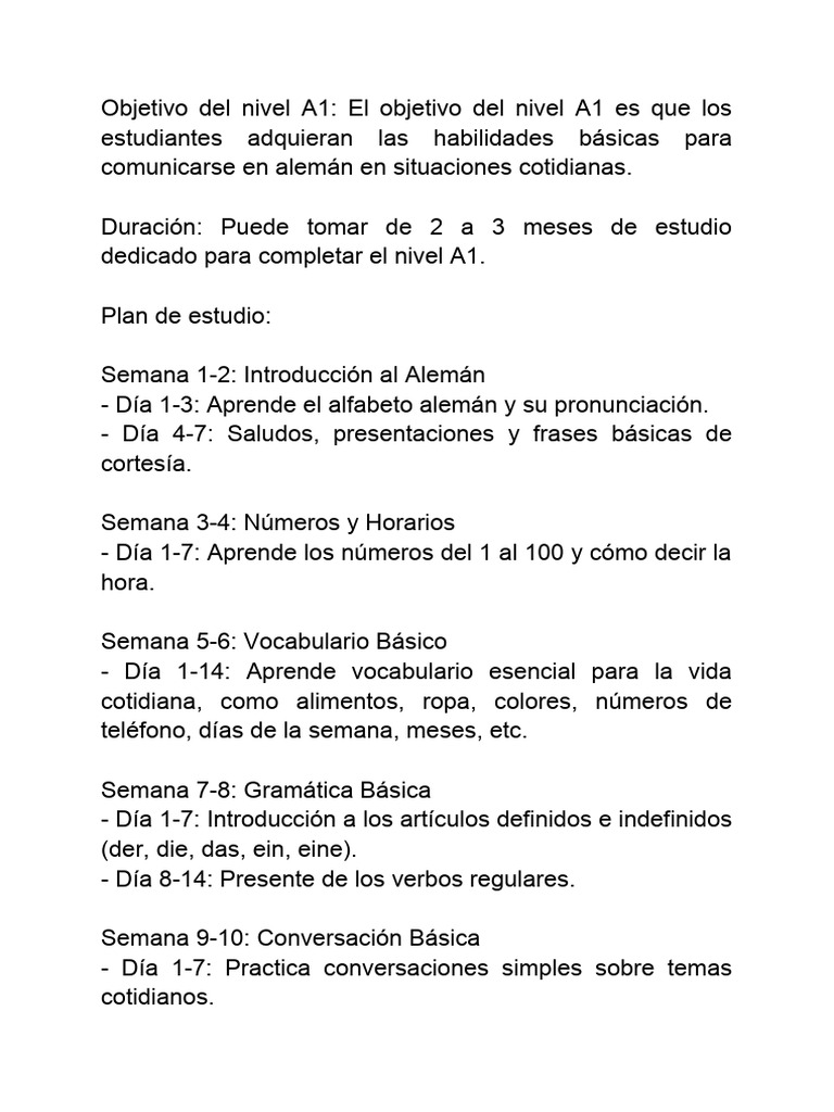Guía Completa para Aprender Alemán A1 | PDF