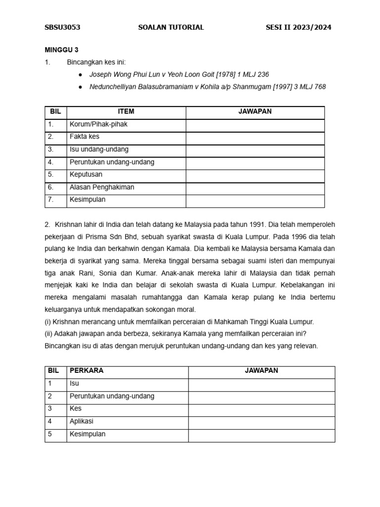 m3 Sbsu3053 Soalan Tutorial | PDF