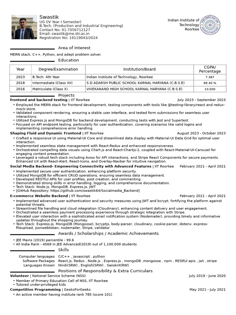 Default Resume - 2024-01-17 - 11 - 29 - 35 | PDF | Mongo Db | User (Computing)