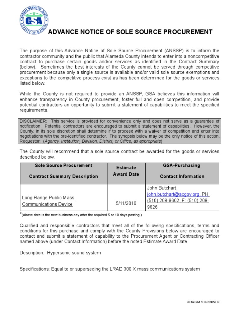 Alameda County LRAD Procurement | PDF