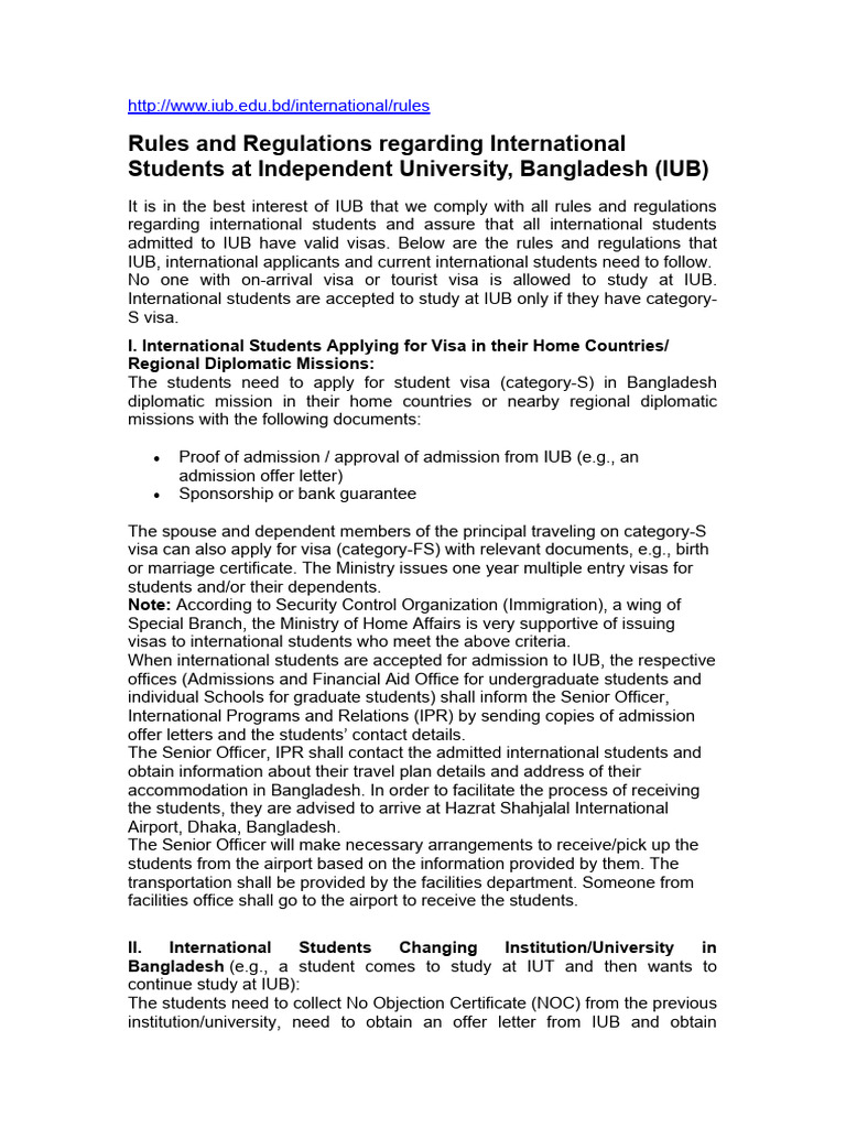 IUB Information | Download Free PDF | Travel Visa | International Law