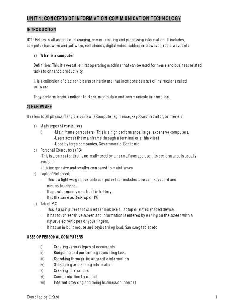 Concepts of Information Communication Technology | PDF | Random Access Memory | Computer Network