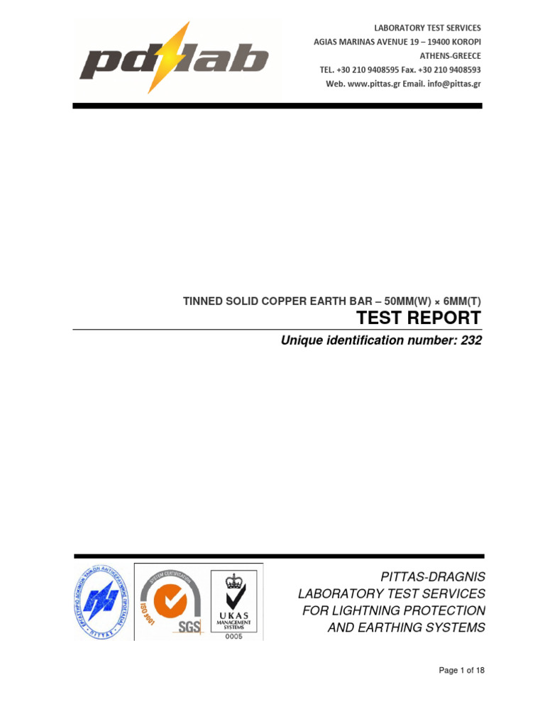 Tinned Copper Earth Bar Test Report | PDF | Sodium Chloride | Metals
