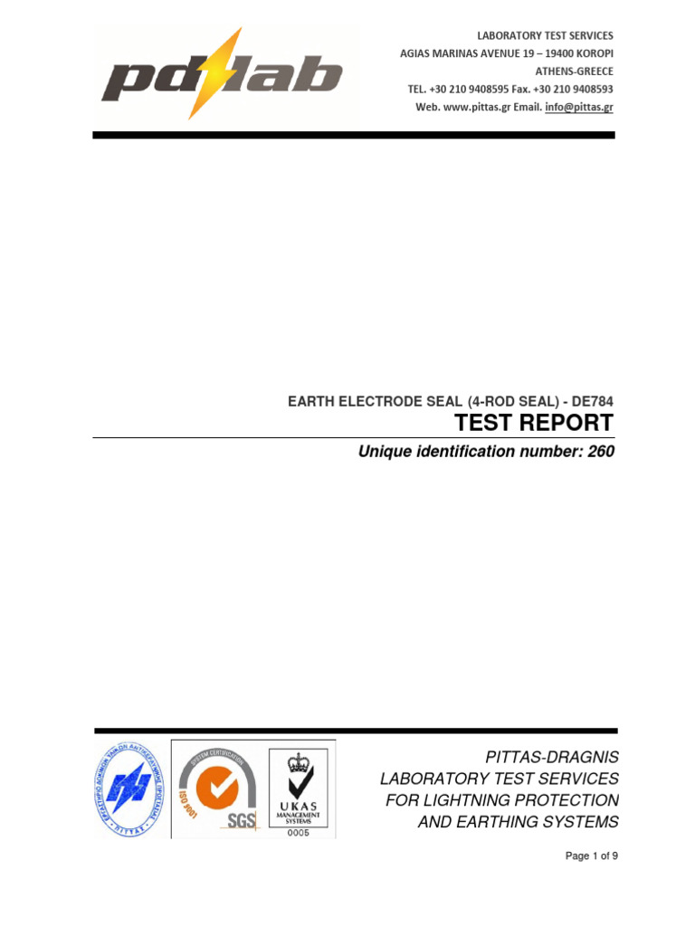 IEC Certified Earth Electrode Seal Test | PDF | Electromagnetic ...