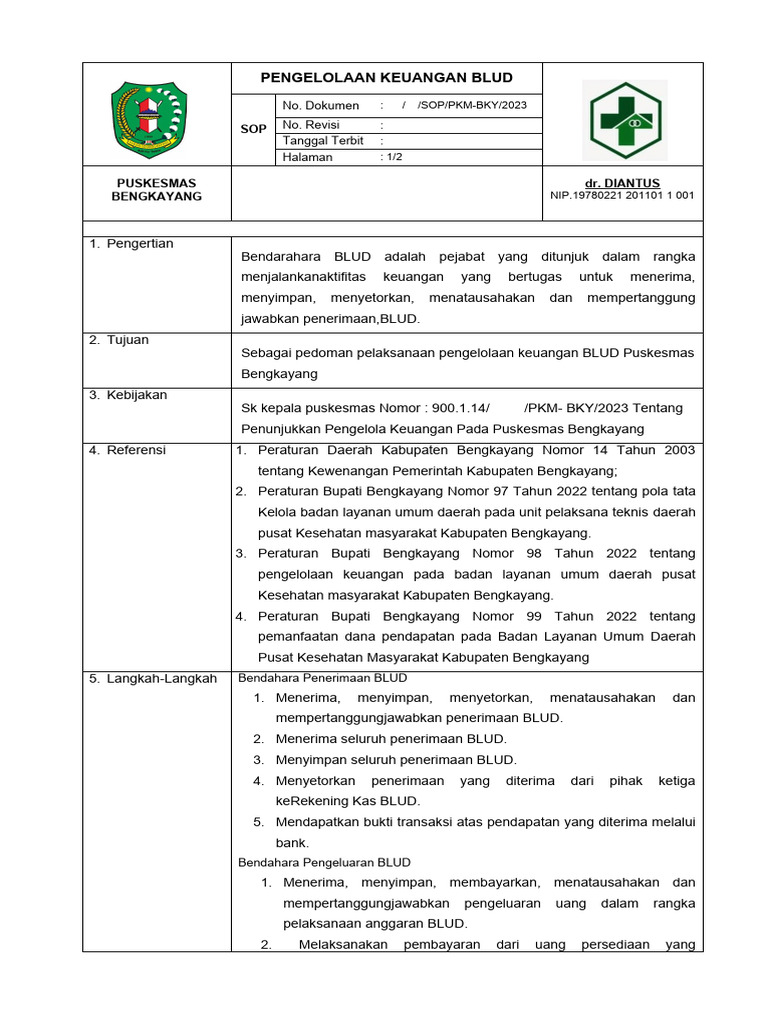 Sop Pengelolaan Keuangan Blud | PDF | Bisnis | Pengelolaan Keuangan & Uang