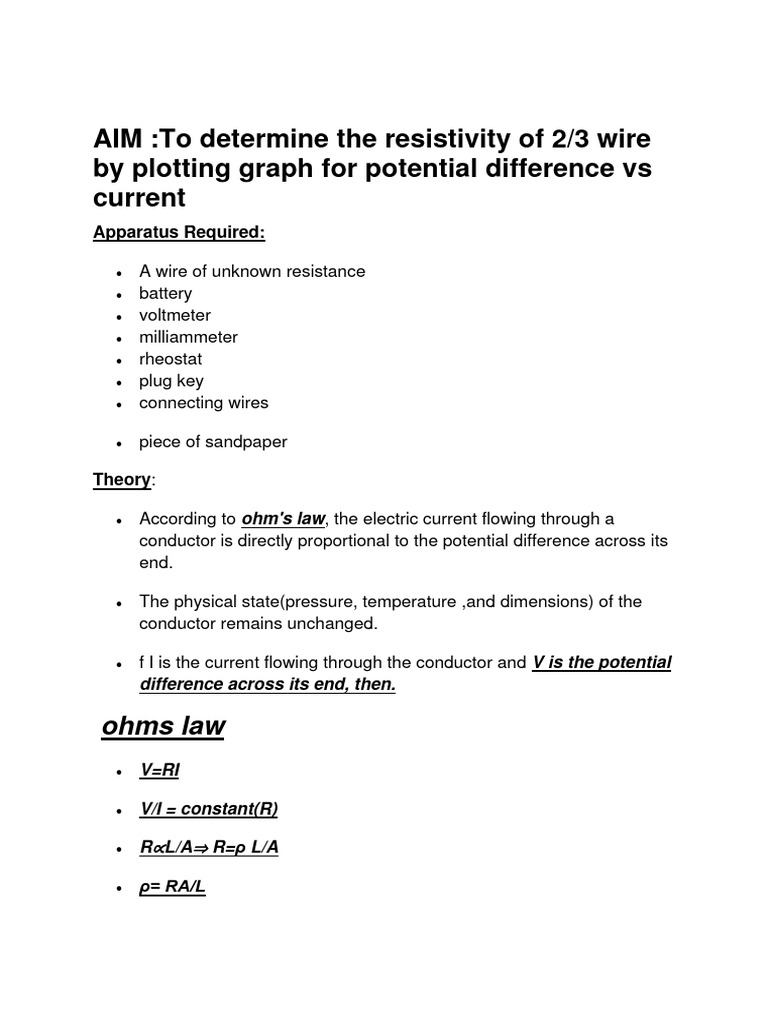 Resistivity | PDF | Teaching Methods & Materials | Science & Mathematics