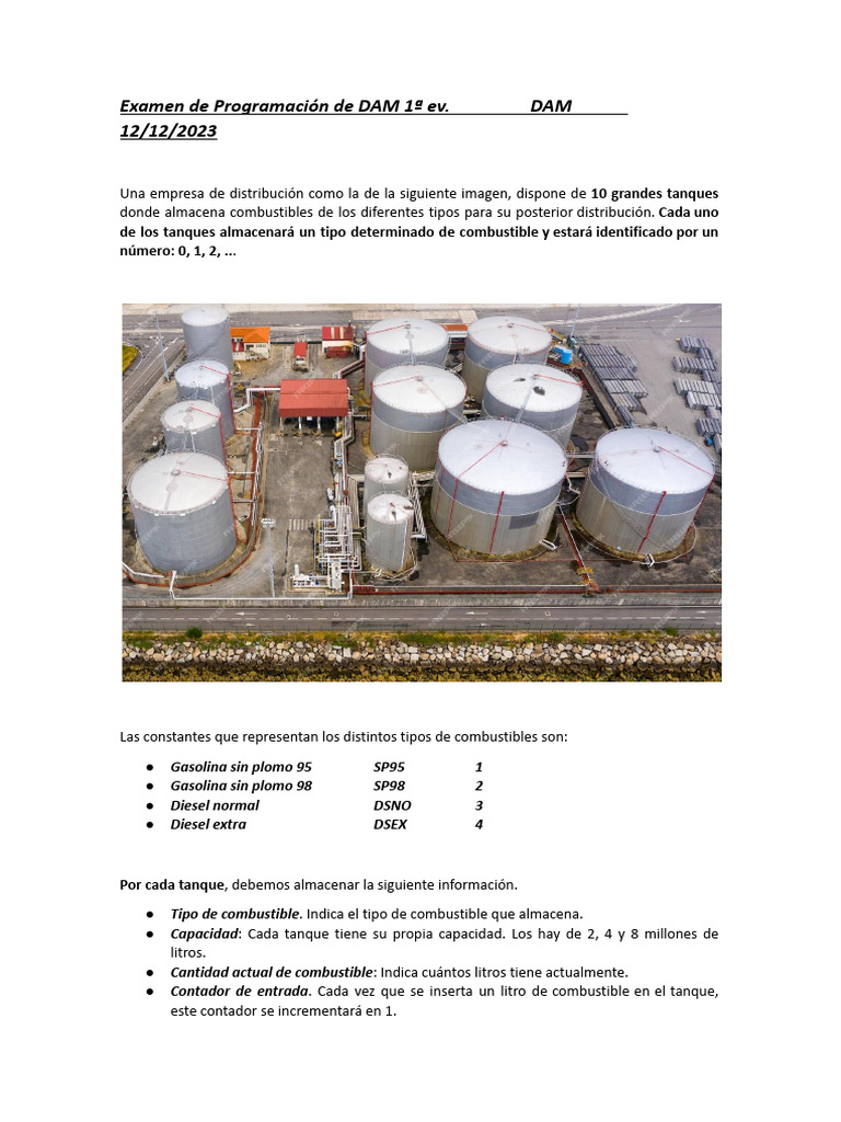 Examen de Programación de DAM 1 Ev | PDF | Tanques | Software