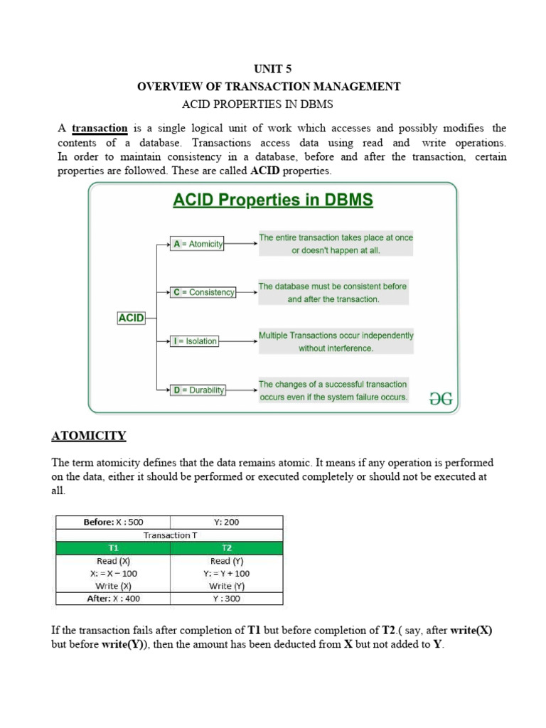UNIT 5 Part 1 | PDF | Database Transaction | Acid