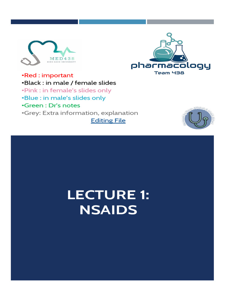 1- NSAIDs | PDF | Nonsteroidal Anti Inflammatory Drug | Aspirin