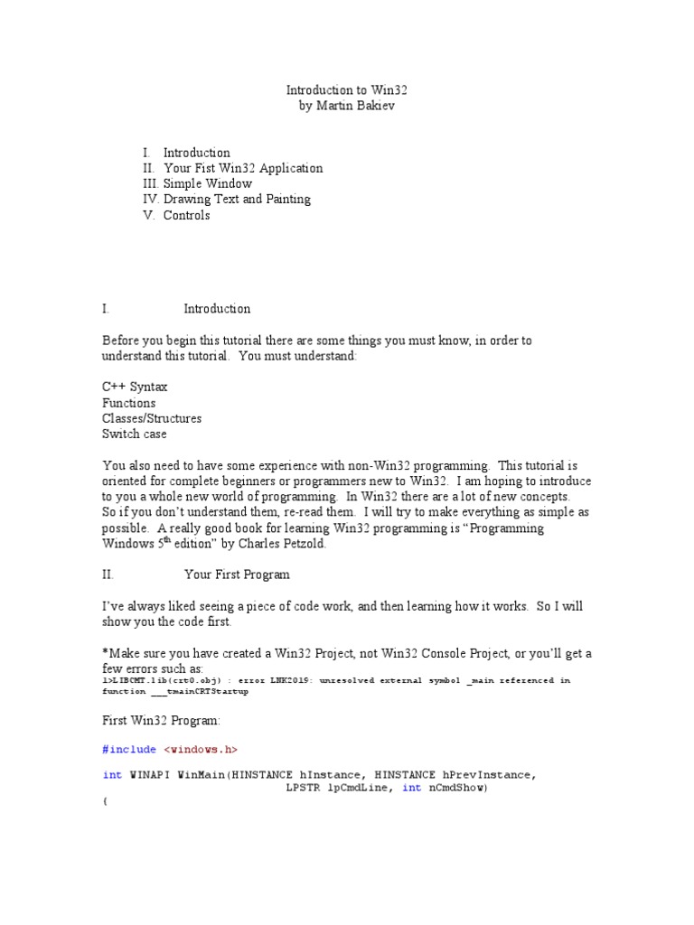 Introduction To Win32 Pdf Parameter Computer Programming Subroutine 8594