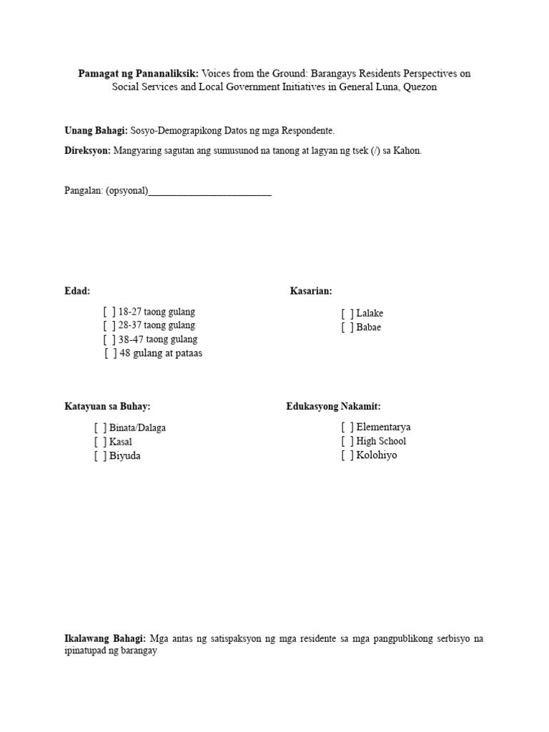 Survey - Tagalog | PDF