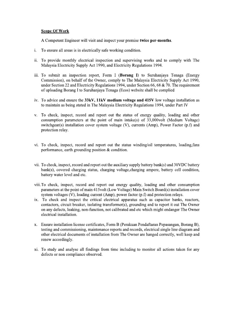Visiting Electrical Engineer Scope | PDF