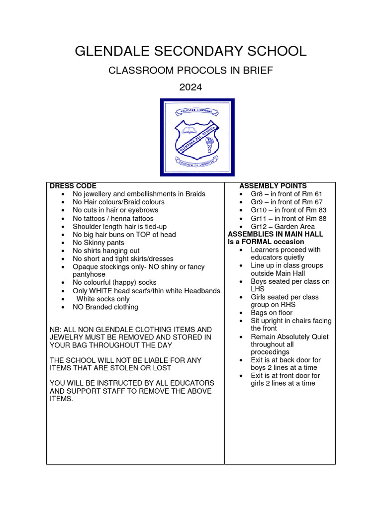 Class Protocols in Brief 2024 | PDF | Clothing | Fashion