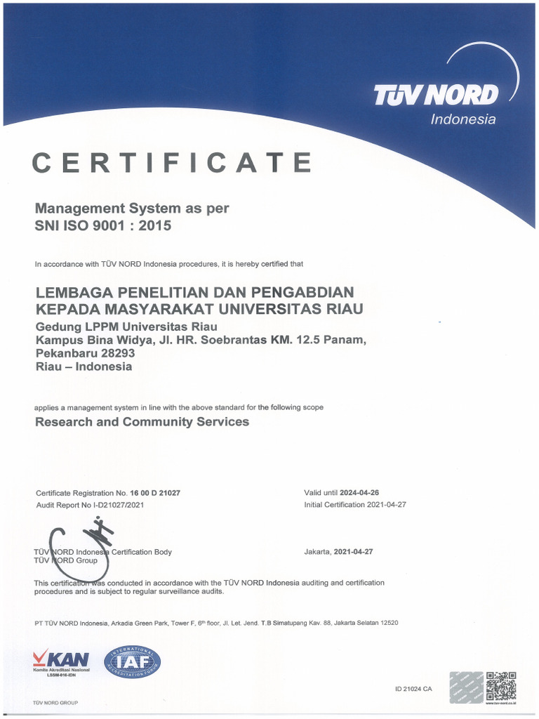 Sertifikat-ISO-90012015-LPPM - Ter - Akreditasi | PDF