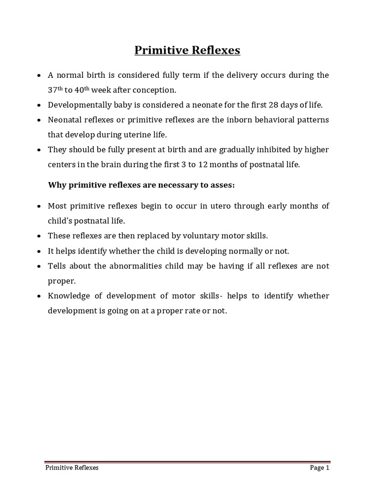 Primitive Reflexes 240130 213501 | PDF | Anatomical Terms Of Motion ...