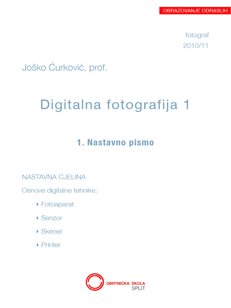 digitalna fotografija-1-nastavno pismo-1 | PDF