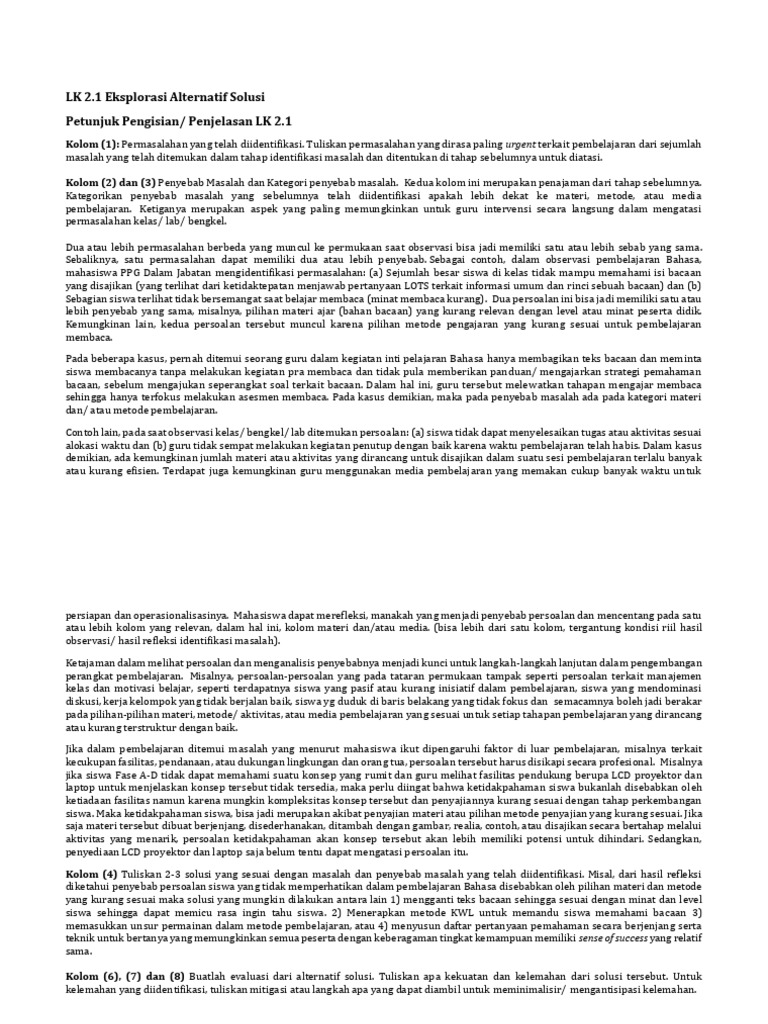 LK 2.1 Eksplorasi Alternatif Solusi Siklus 2 Eri | PDF | Sains & Matematika