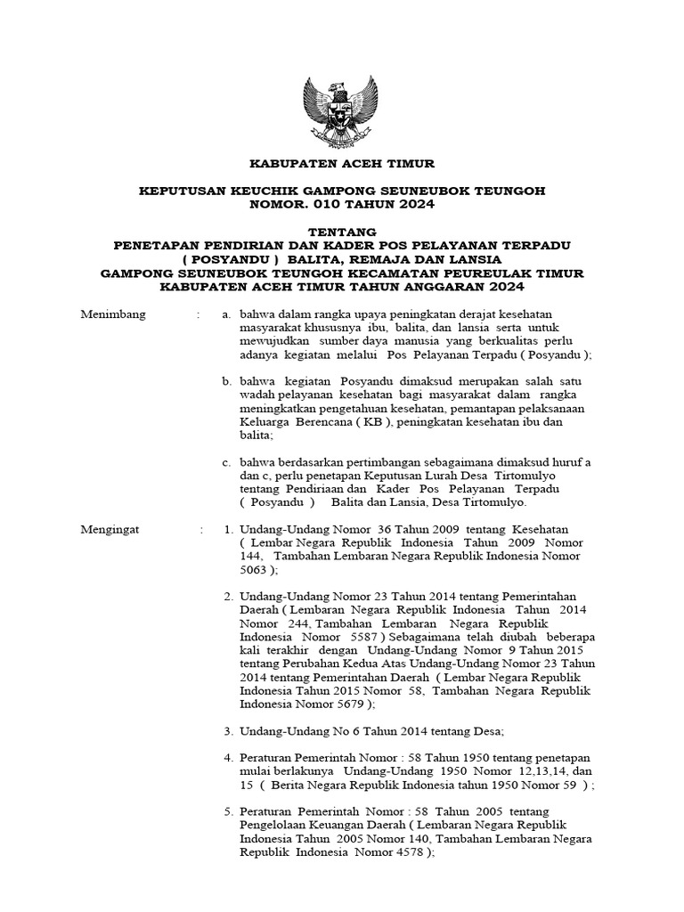 SK Posyandu 2024 | PDF