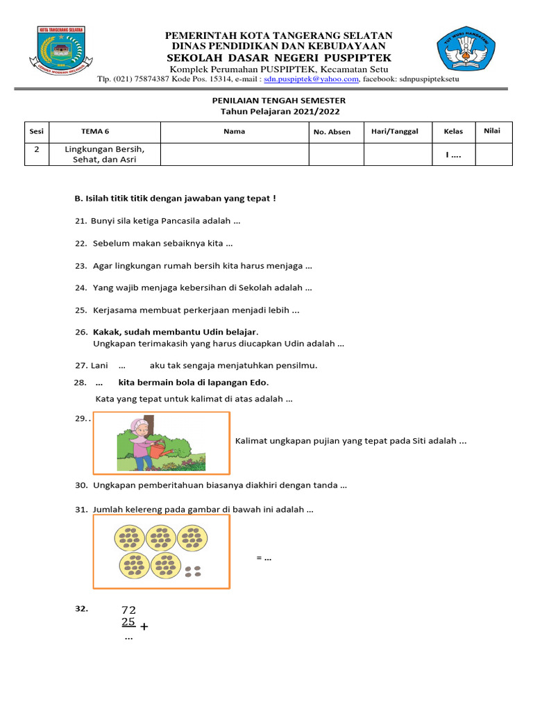 Soal PTS Tema 6 Sesi 2 | PDF
