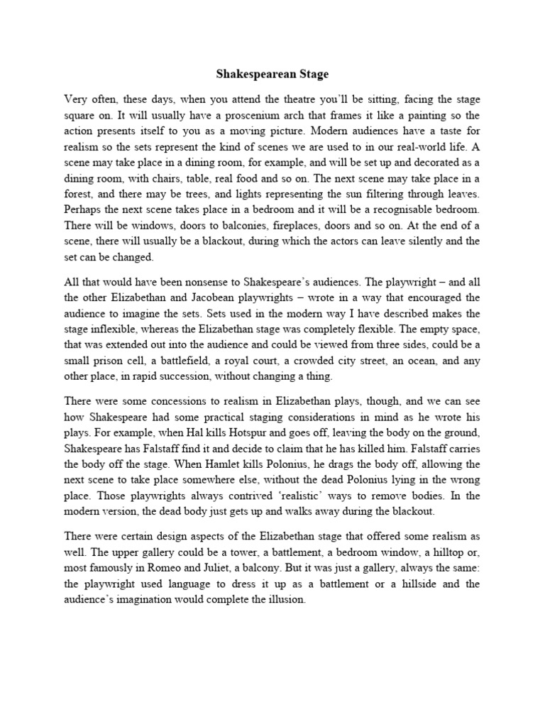 Shakespearean Stage | PDF | Theatre