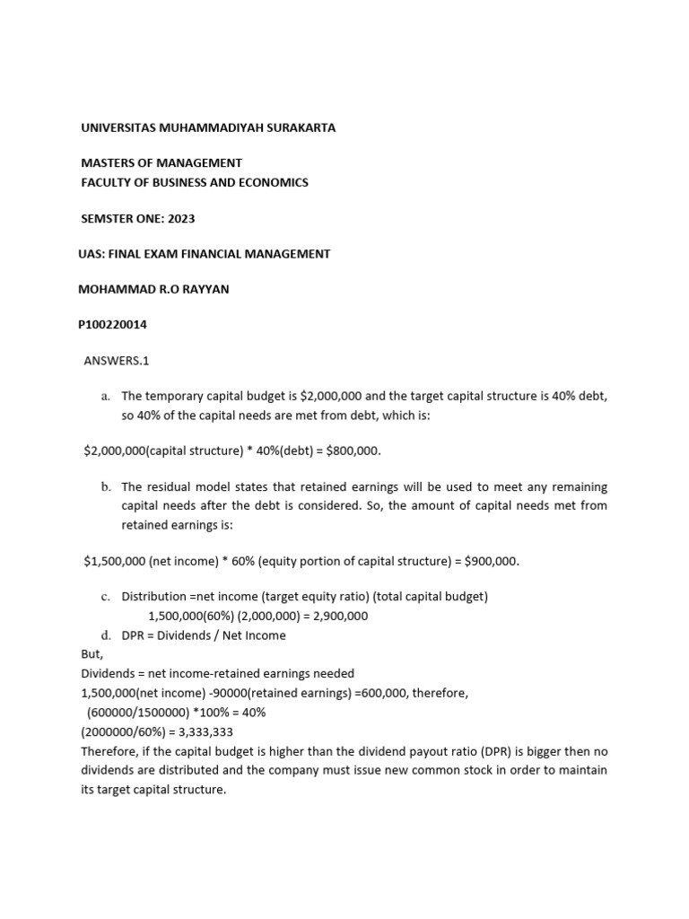 Financial Management Exam Insights | PDF | Capital Structure | Leverage ...