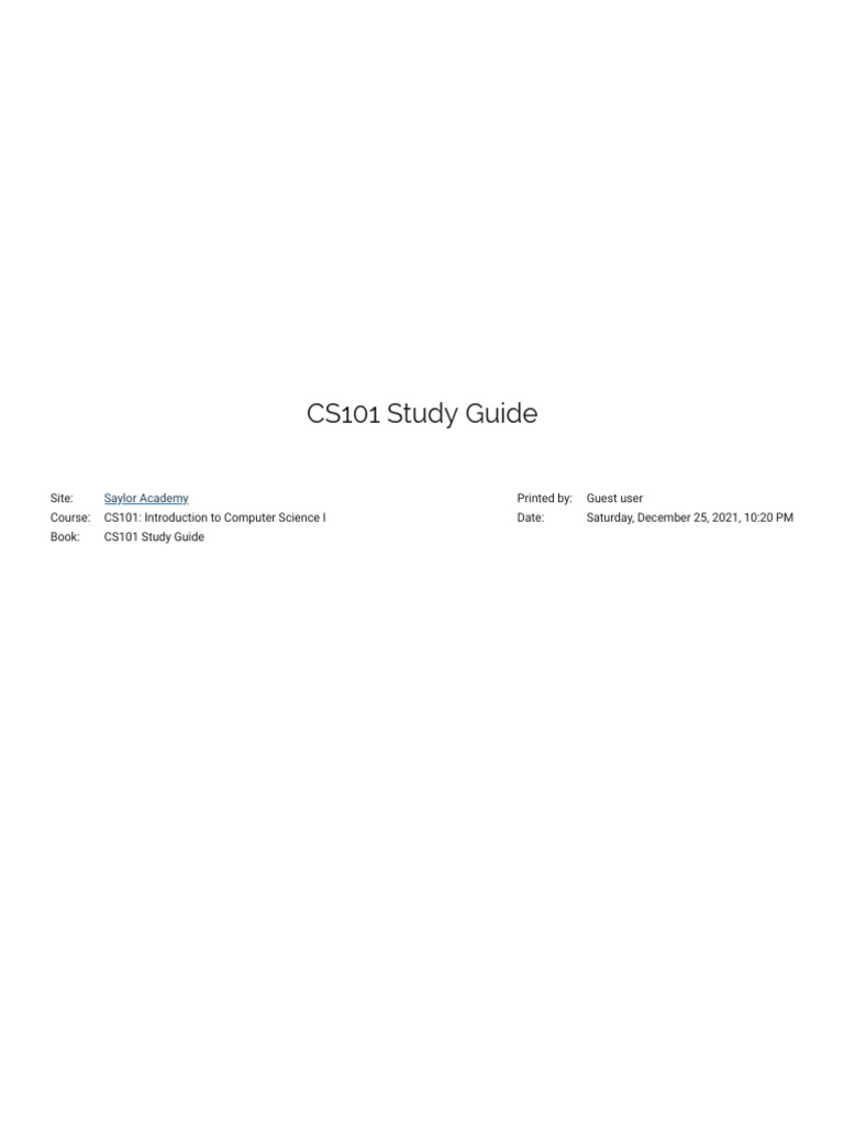 CS101 Study Guide | Download Free PDF | Class (Computer Programming) | Object (Computer Science)