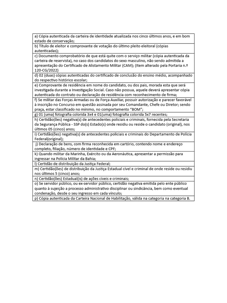 Exames e Documentos Pmba | PDF