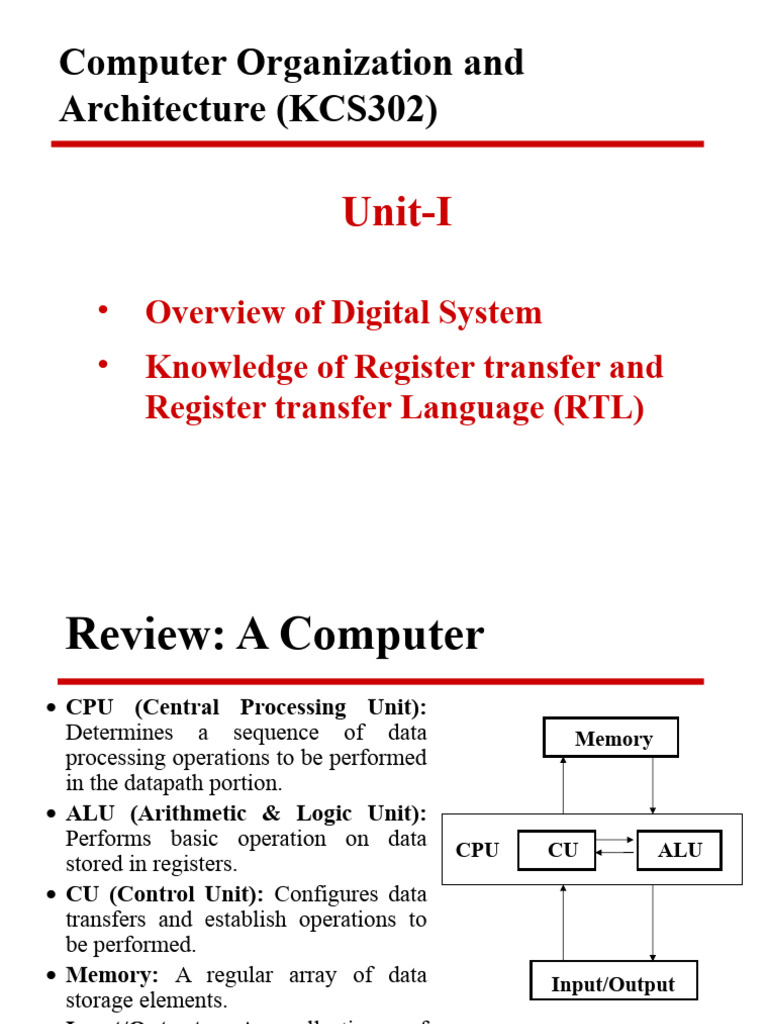 KCS302-01 (Digital System & Register Transfer) | PDF | Central Processing Unit | Logic Gate