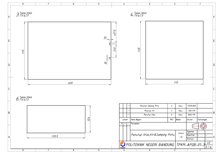 Politeknik Negeri Bandung TPKM-APGB-01-3: Tol 2,0 Tol 2,0 Tebal:10mm Tebal:10mm | PDF