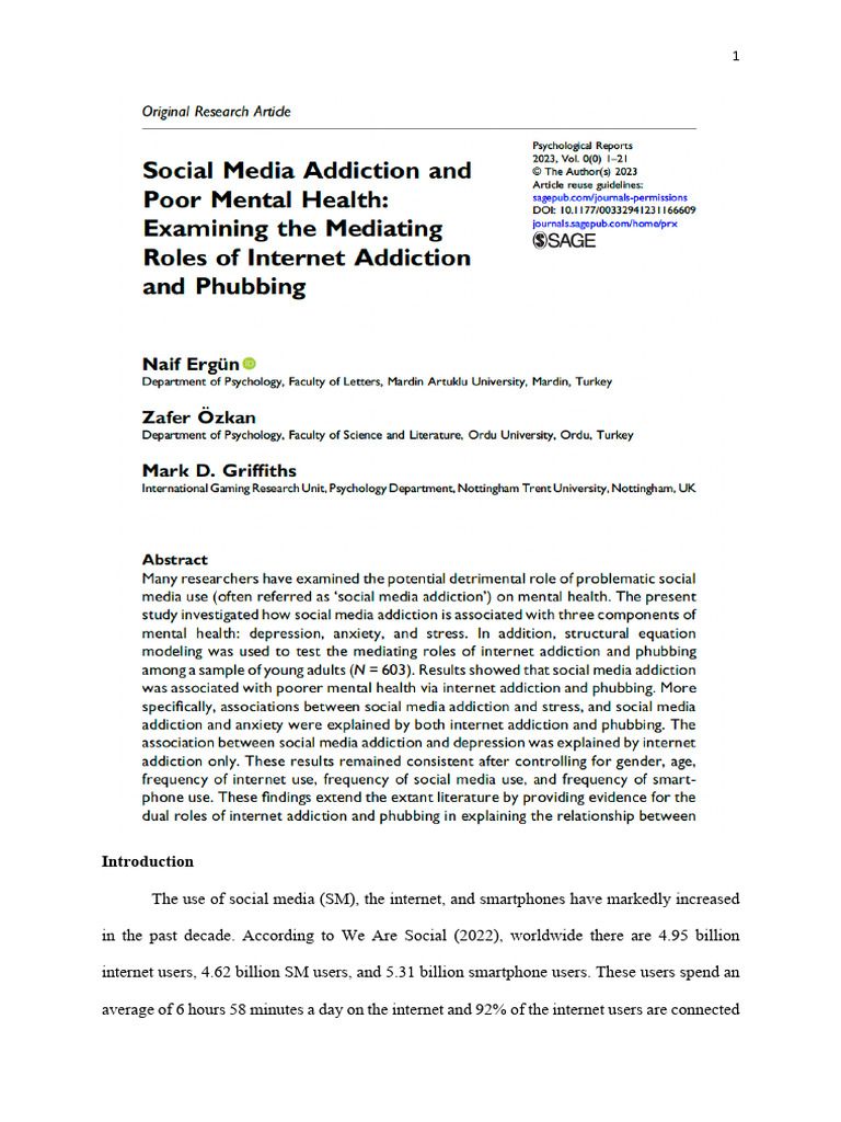 Griffiths | PDF | Mental Disorder | Psychology