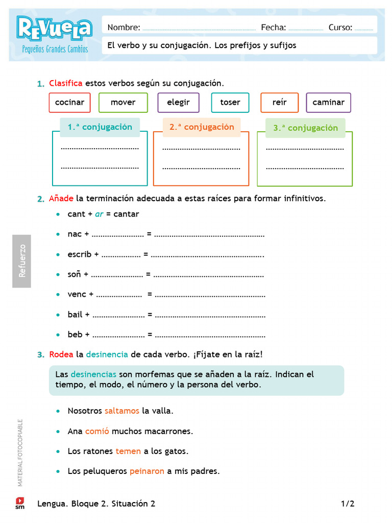 El Verbo y Su Conjugación. Los Prefijos y Los Sufijos | PDF | Conjugación gramatical | Verbo
