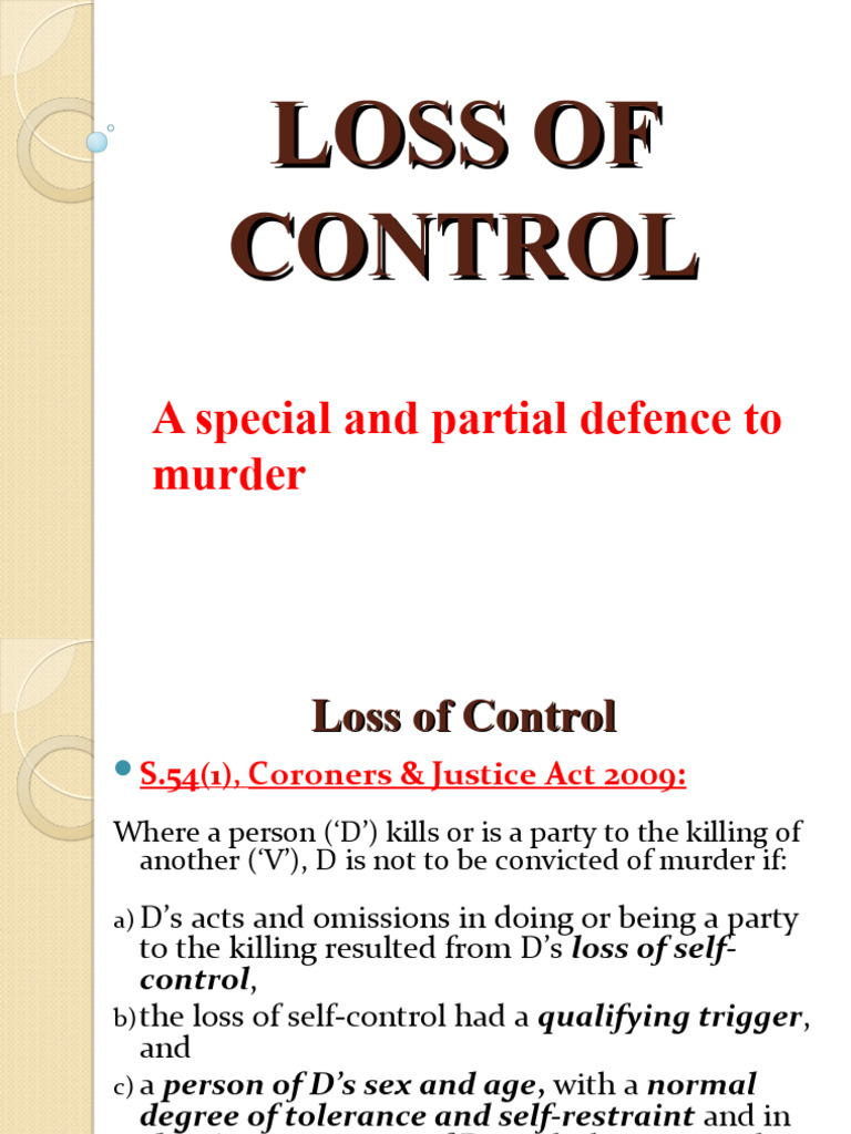 Loss of Control 2 | PDF | Infidelity | Burden Of Proof (Law)
