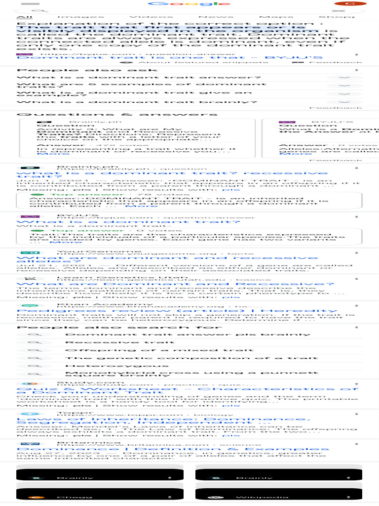 Dominant Trait Answer Pls - Google Search | PDF | Dominance (Genetics ...