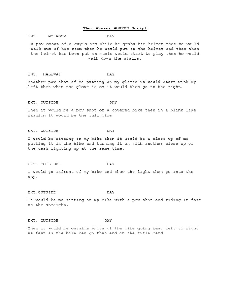 Theo Weaver 400kph Script | PDF