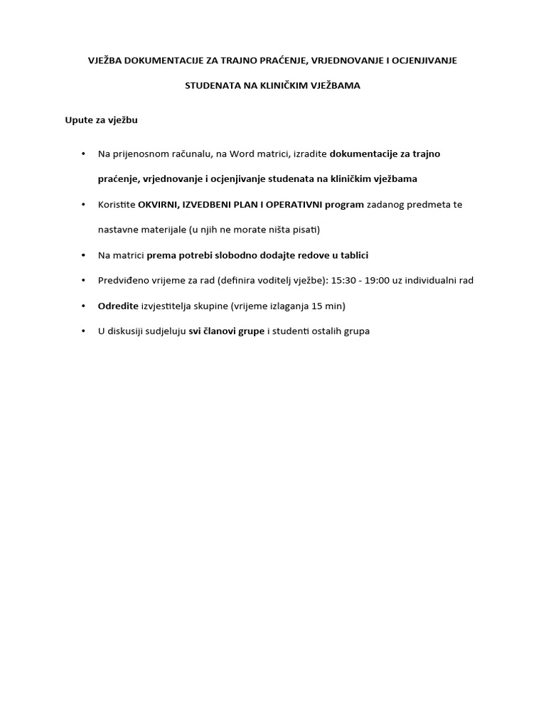 MATRICA - Dokumentacija Za Trajno Praćenje Studenata | PDF