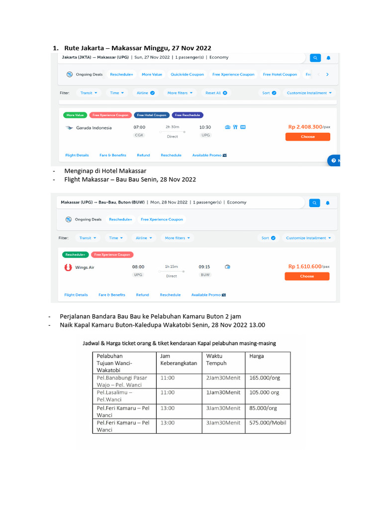 Rute Jakarta - Wakatobi | PDF