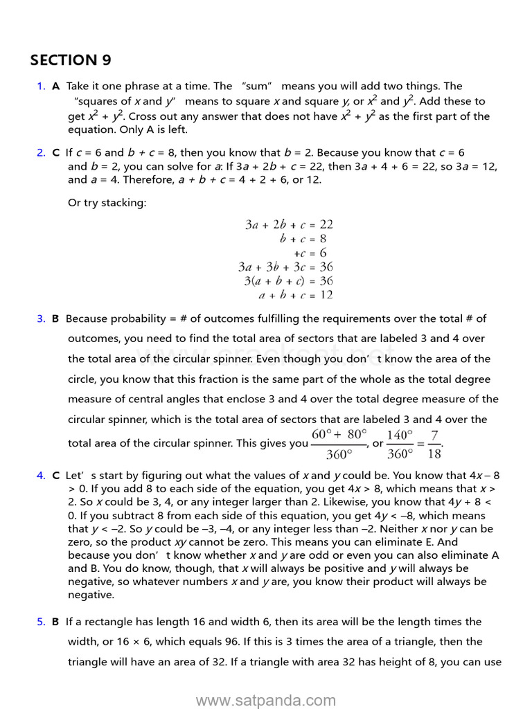 Sat Math Practice Test 11 Answers | PDF | Area | Mathematics