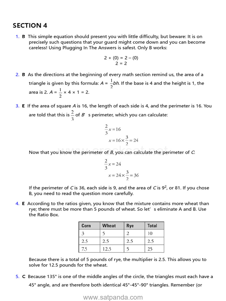 Sat Math Practice Test 2 Answers | PDF | Area | Triangle