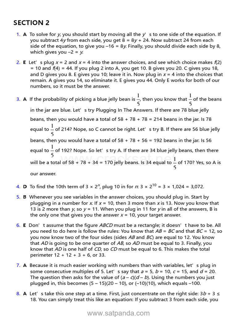 Sat Math Practice Test 9 Answers | PDF | Area | Sat