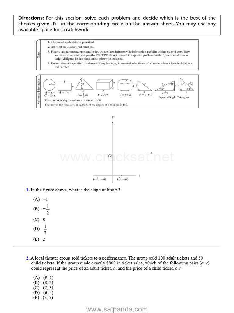 Sat Math Practice Test 15 | PDF | Sat | Mathematics