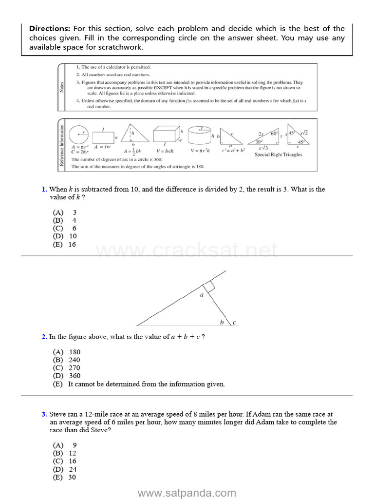 Sat Math Practice Test 3 | PDF | Mathematics